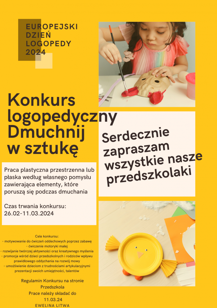 KONKURS - EUROPEJSKI DZIEŃ LOGOPEDY 2024 - Przedszkole 390 w Warszawie
